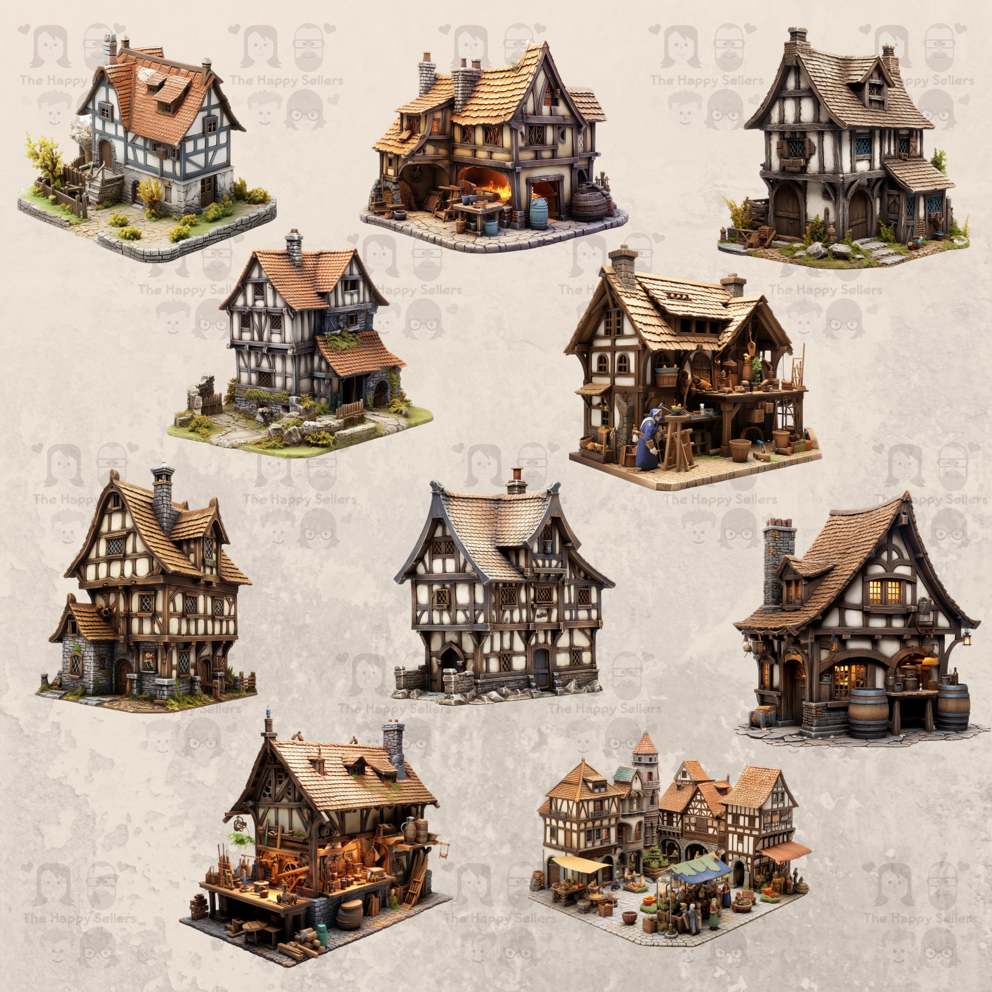 20 Medieval Buildings Clipart Pack INSTANT DOWNLOAD 20 Historical ...