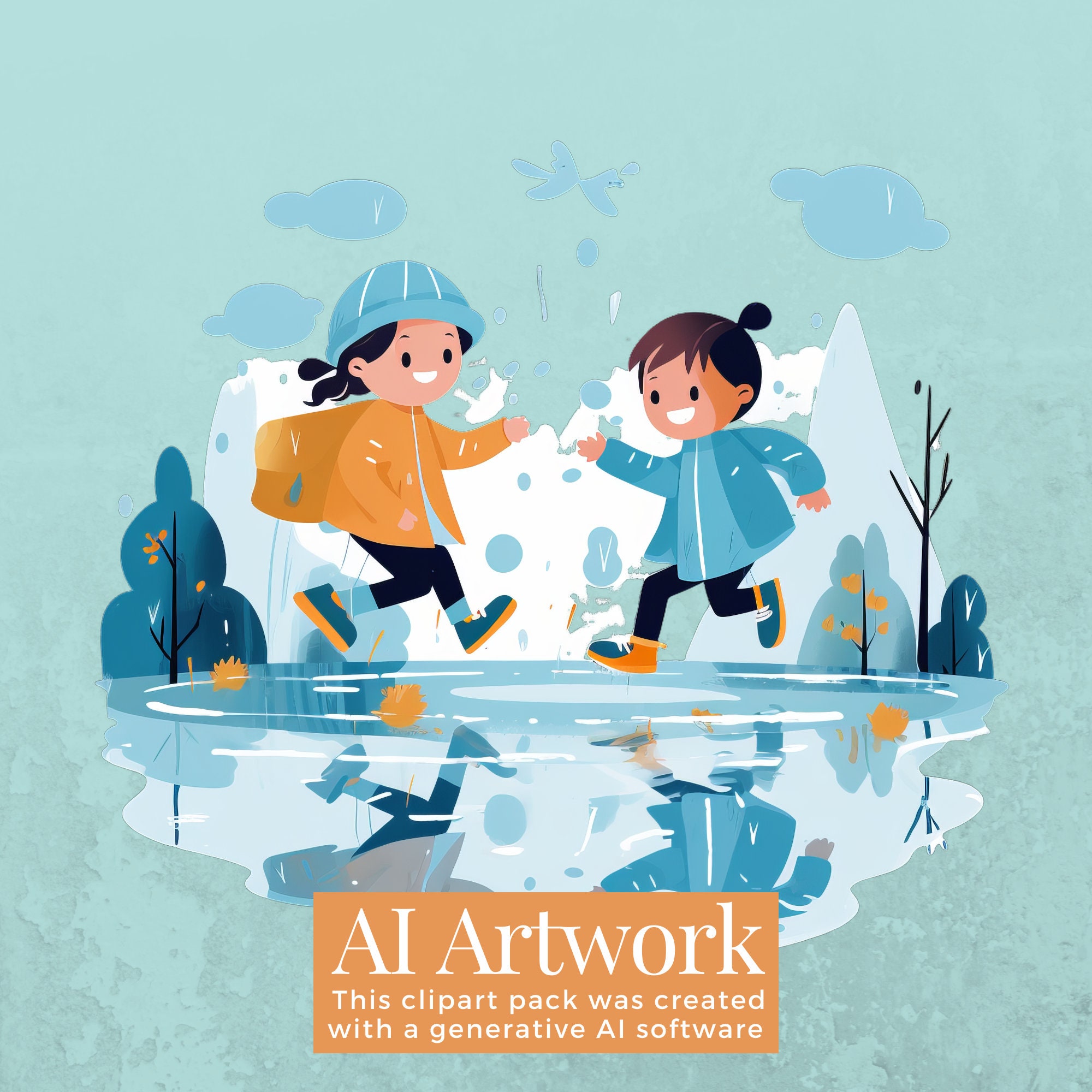 10 Playing In Puddles Clipart Pack Instant Download 10 Puddle Etsy
