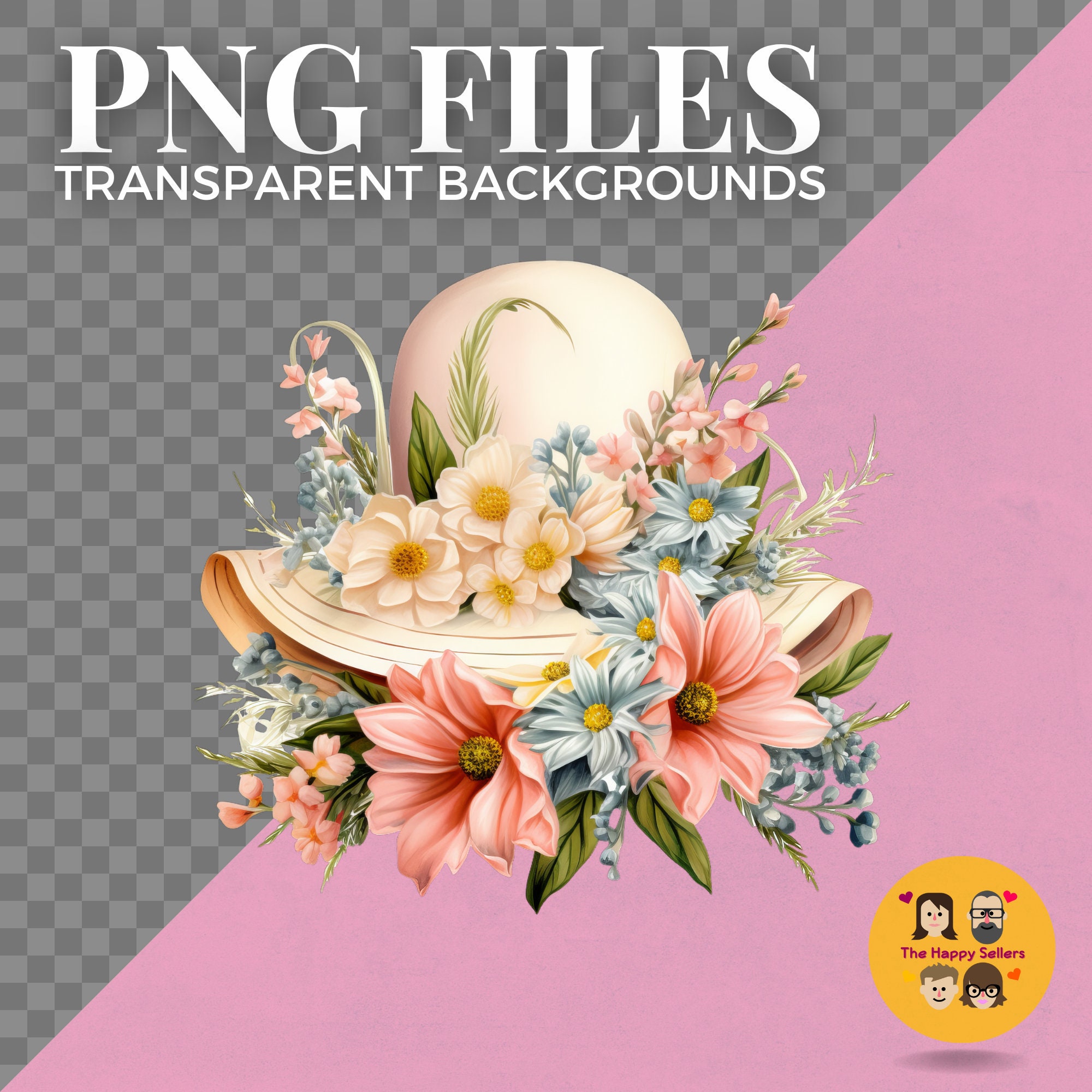 10 Vintage Easter Bonnets Clipart Pack - INSTANT DOWNLOAD, PNG ...