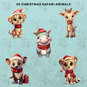 20 Christmas Safari Animals Clipart Pack INSTANT DOWNLOAD 20 Safari ...