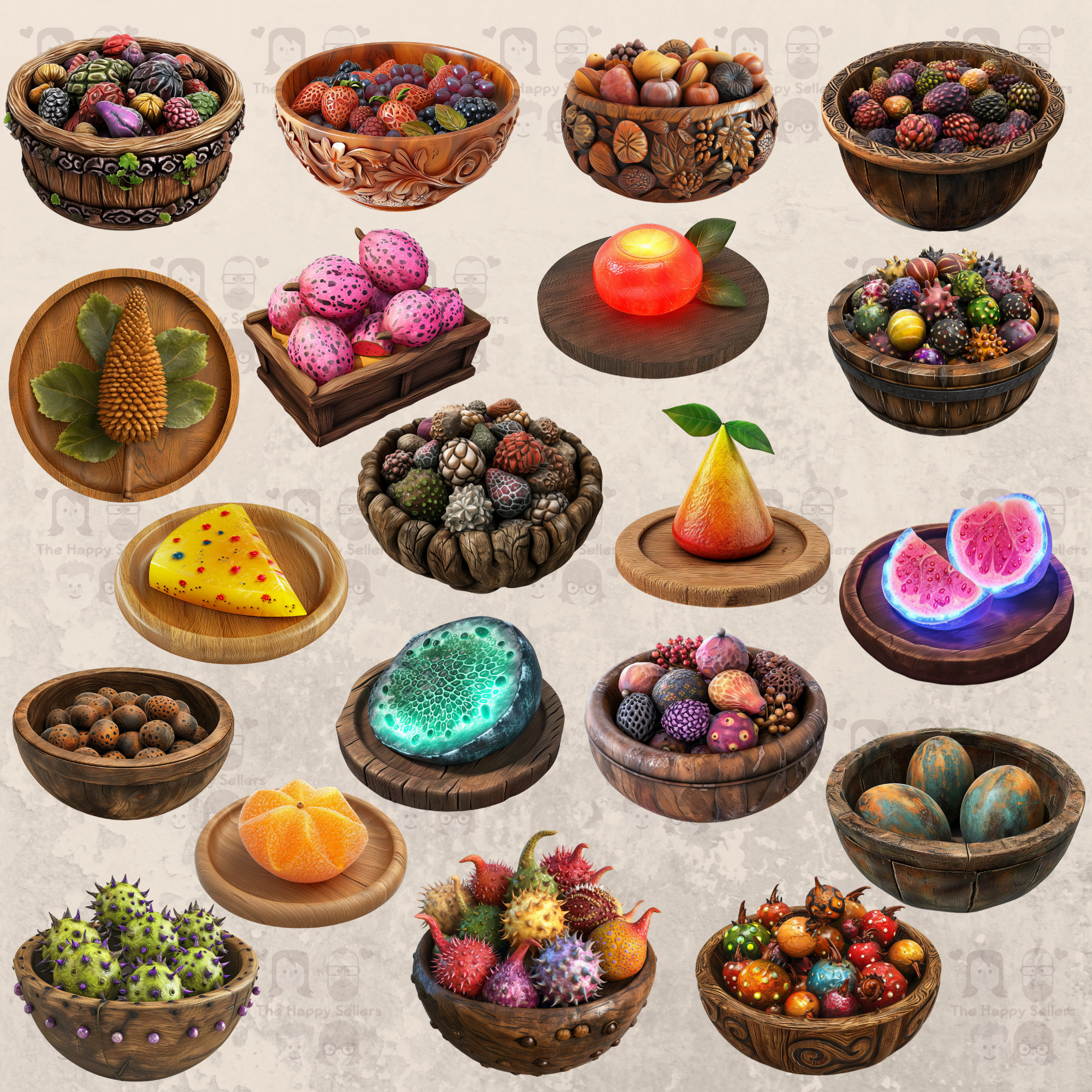 80 Imaginary Fantasy Fruits Clipart Pack INSTANT DOWNLOAD 80 Fruit ...