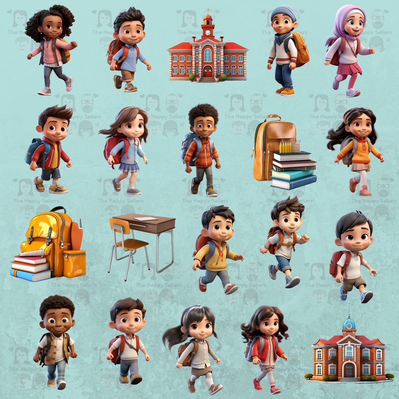 80 School Kids Clipart Pack INSTANT DOWNLOAD 80 Adorable School Kids ...