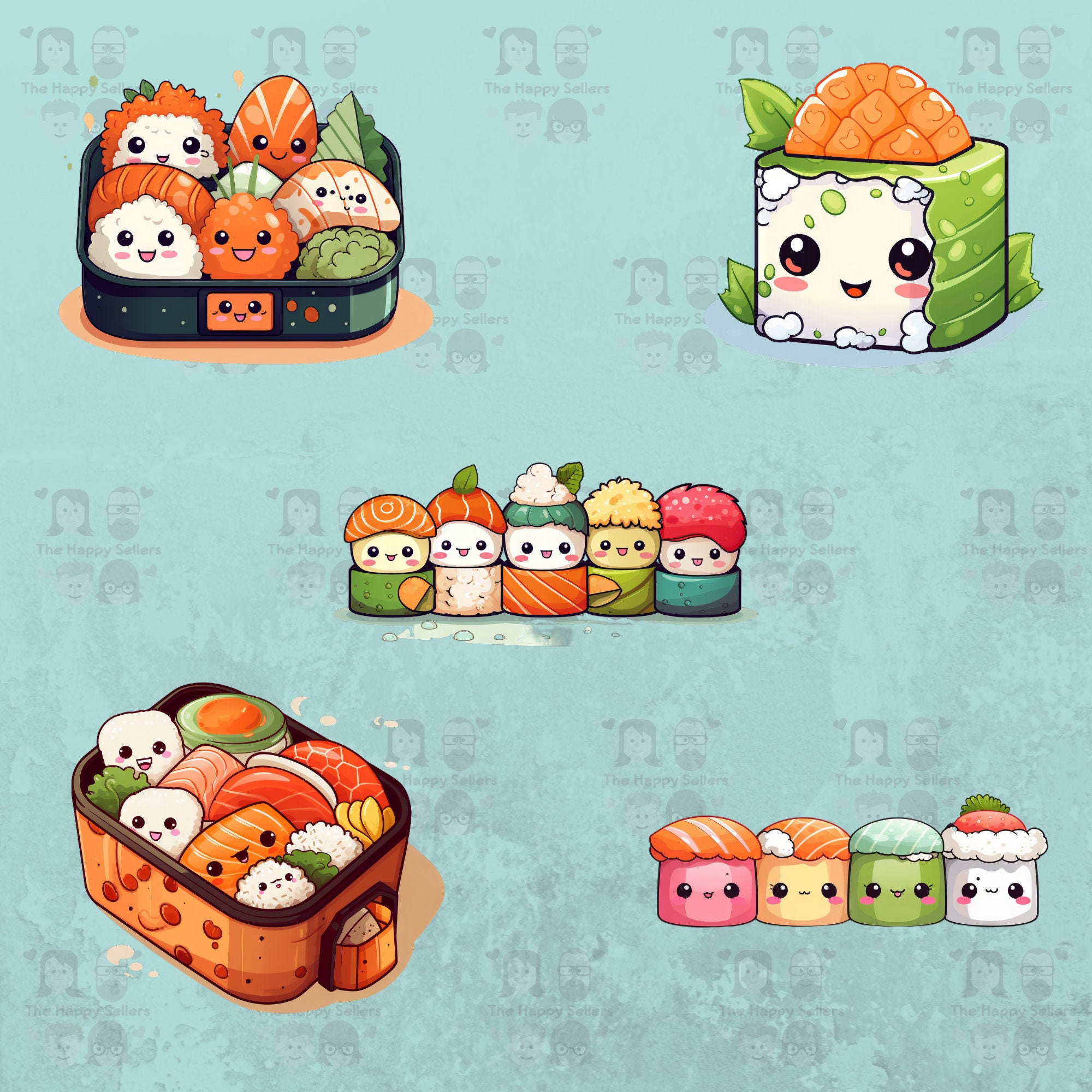 20 Cute Sushi Clipart Pack INSTANT DOWNLOAD 20 Adorable Sushi - Etsy