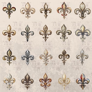 65 Fleur-de-lis Designs Clipart Pack INSTANT DOWNLOAD 65 Elegant Fleur ...
