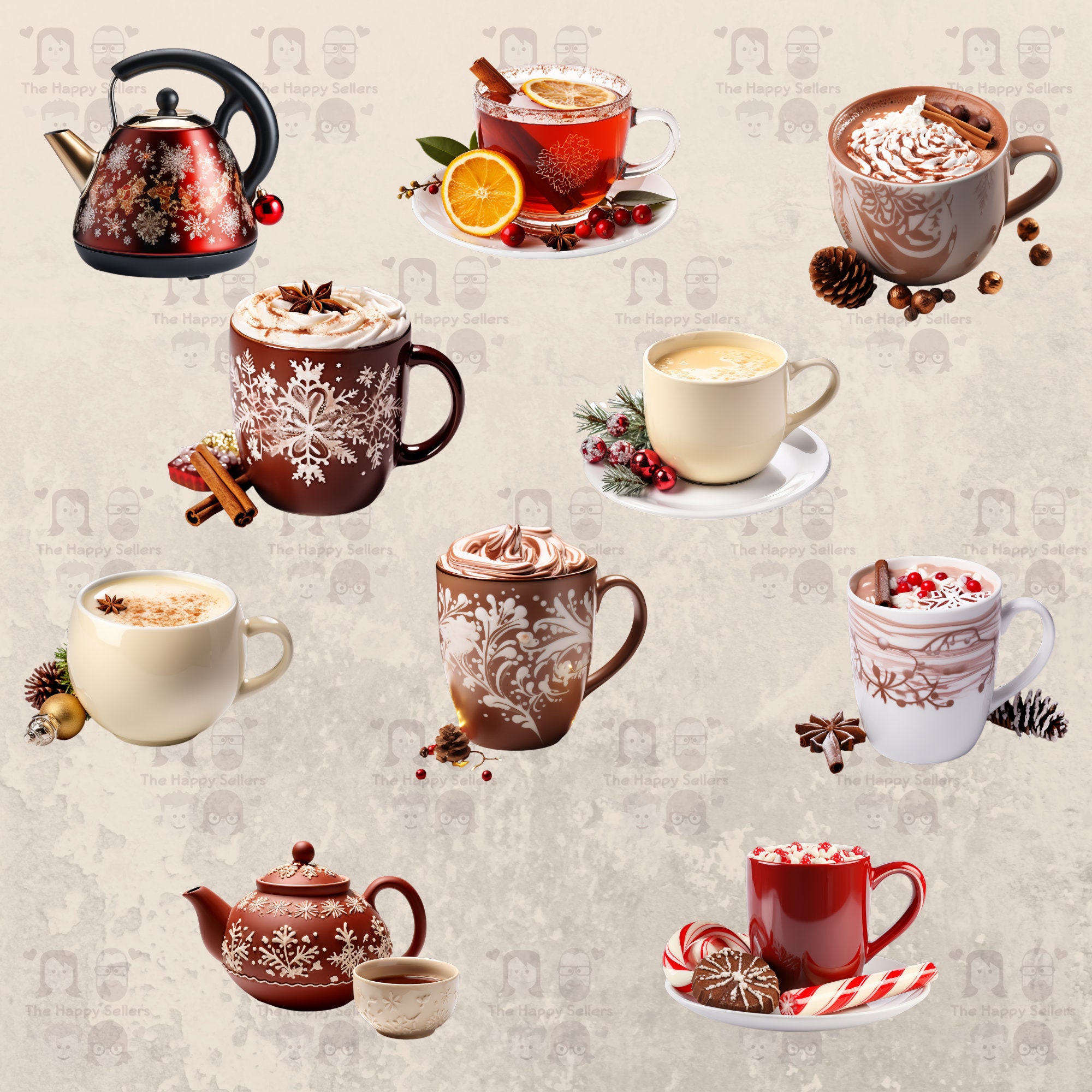 40 Christmas Mugs Clipart Pack INSTANT DOWNLOAD 40 Festive - Etsy