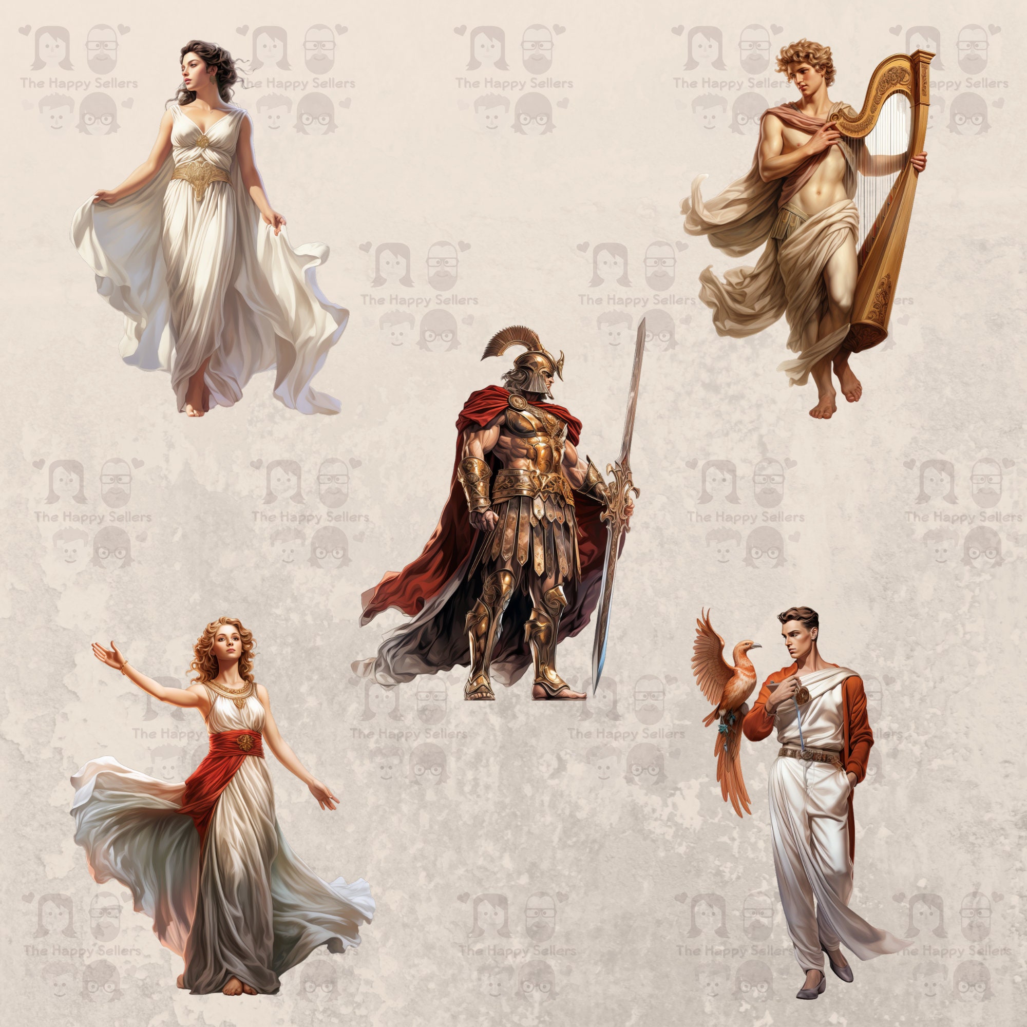 20 Greek Mythology Clipart Pack INSTANT DOWNLOAD 20 Greek Gods ...