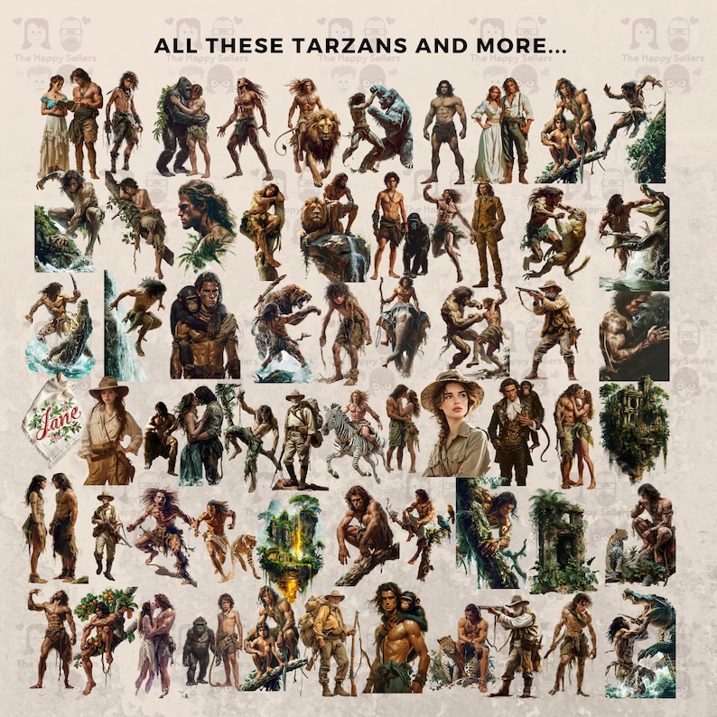 128 Tarzan Clipart Bundle - Instant Download, Jungle Explorer ...