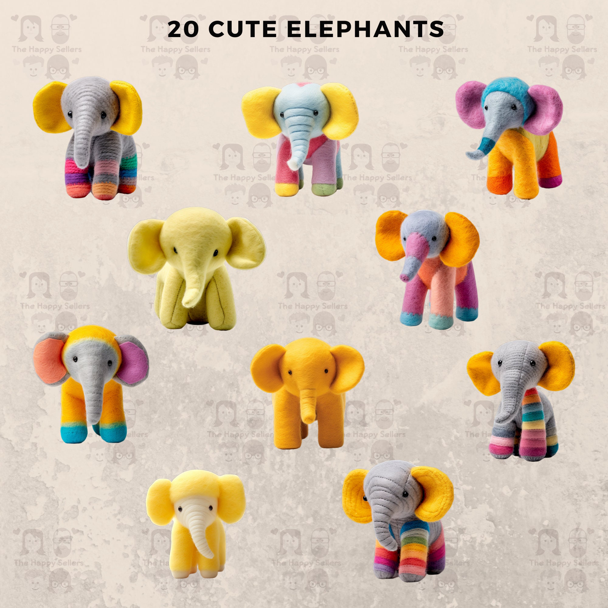 20 Cute Elephants Clipart Pack INSTANT DOWNLOAD 20 Adorable - Etsy
