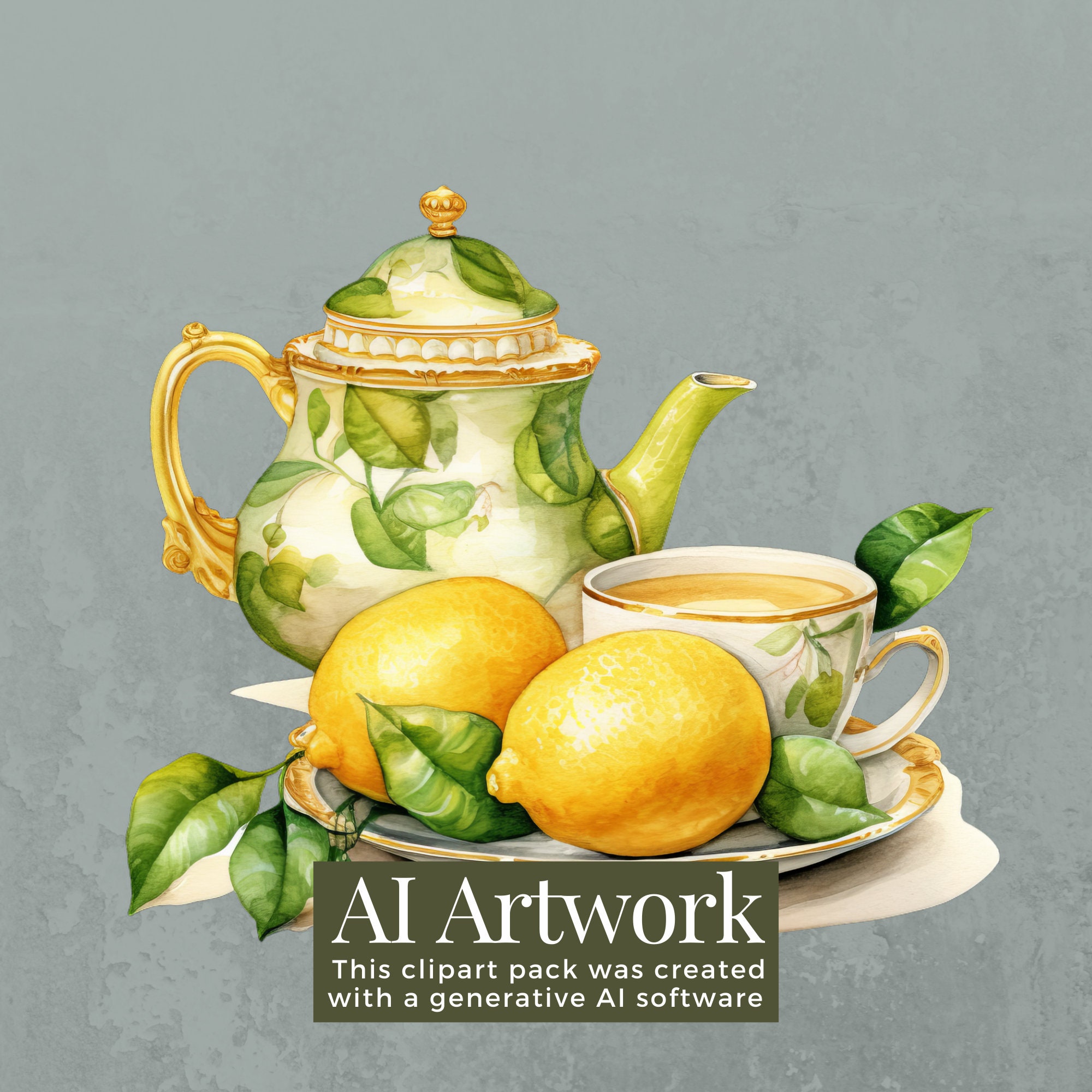 10 Watercolor Tea Time Clipart Pack INSTANT DOWNLOAD 10 Charming Tea ...