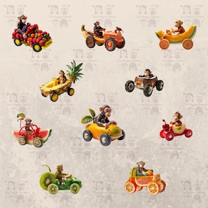 20 Silly Fruity Cars Clipart Pack INSTANT DOWNLOAD 20 Whimsical Fruit ...