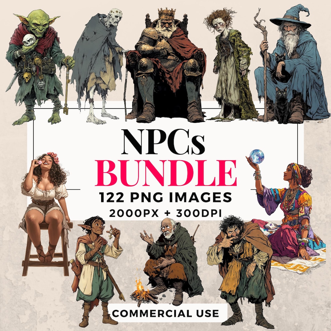122 Fantasy Npcs Clipart Bundle - Instant Download, PNG Images ...