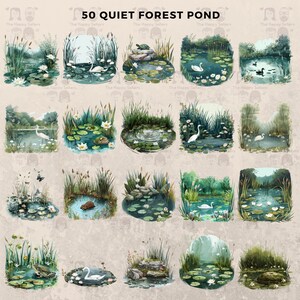 50 Quiet Forest Pond Clipart Pack INSTANT DOWNLOAD 50 Serene ...