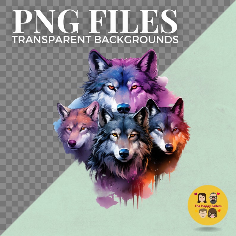 10 Neon Wolves Clipart Pack INSTANT DOWNLOAD 10 Vibrant Neon - Etsy