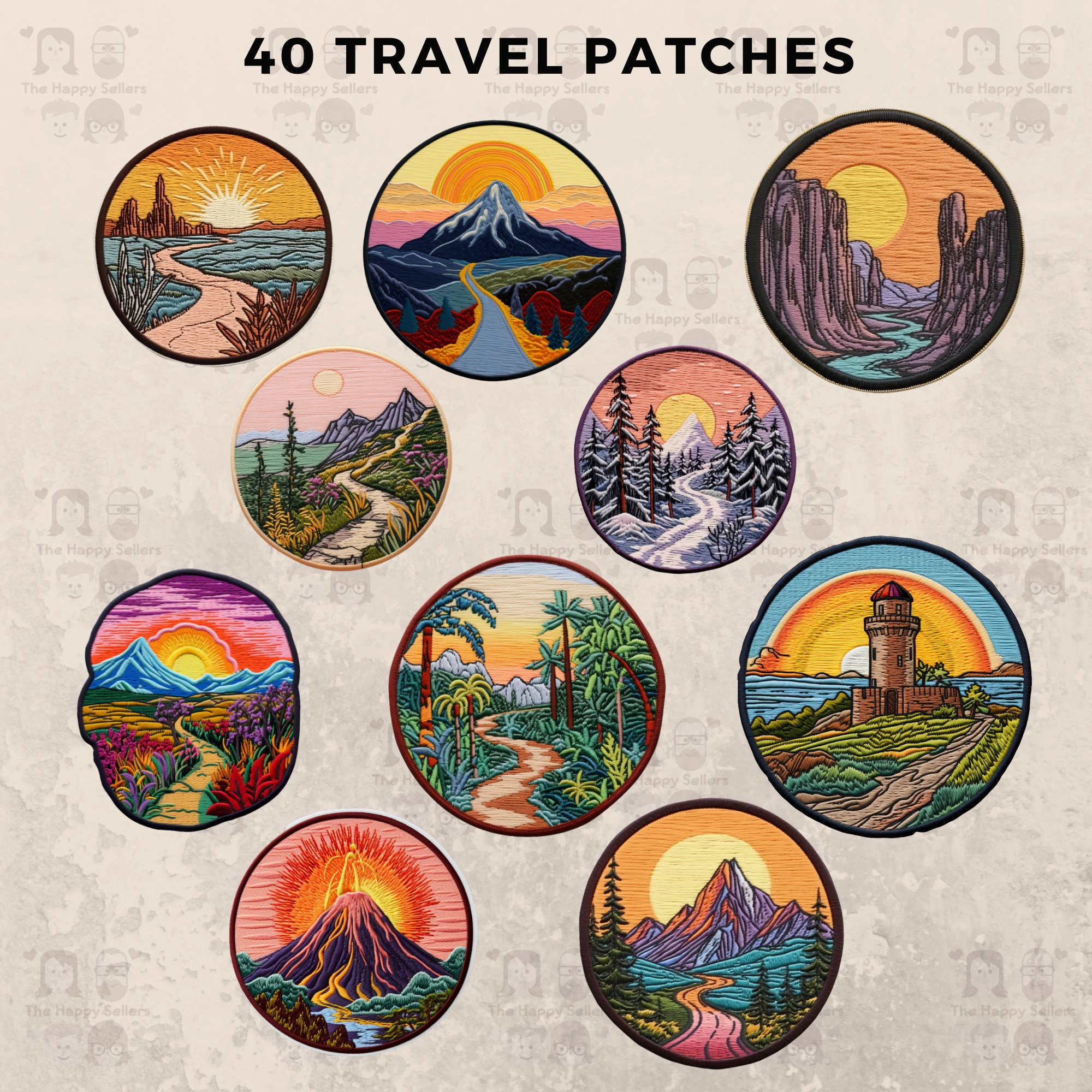 40 Travel Patches Clipart Pack INSTANT DOWNLOAD 40 Adventure-themed ...
