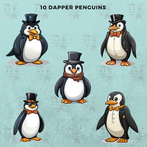 10 Dapper Penguins Clipart Pack INSTANT DOWNLOAD 10 Stylish Penguin ...