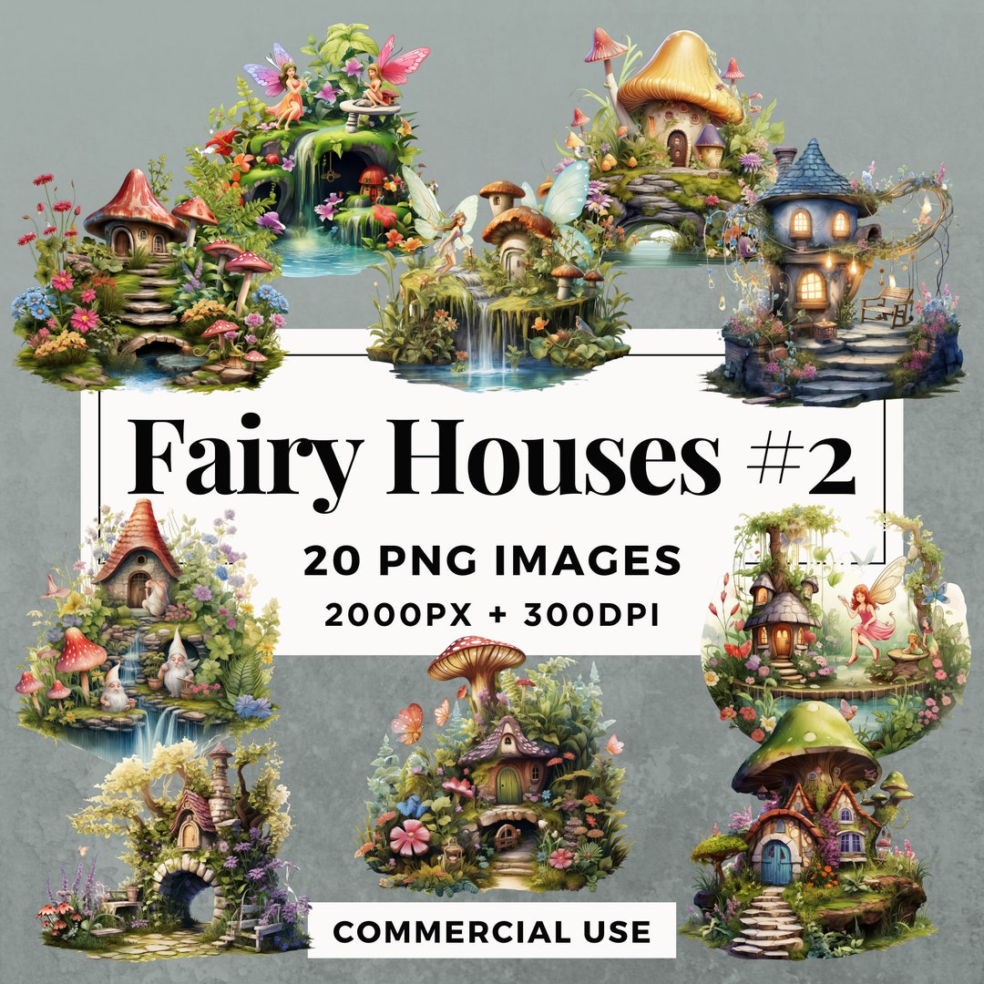 20 Fairy Houses Clipart Pack #2 INSTANT DOWNLOAD 20 Enchanting Fairy ...