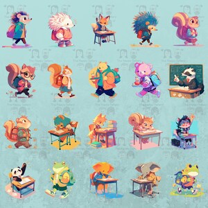 40 School Time Animals Clipart Pack INSTANT DOWNLOAD 40 Fun Animal ...