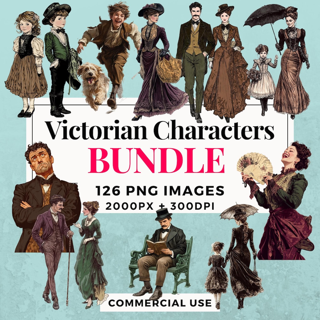 126 Victorian Characters Clipart Bundle - Instant Download, Vintage ...