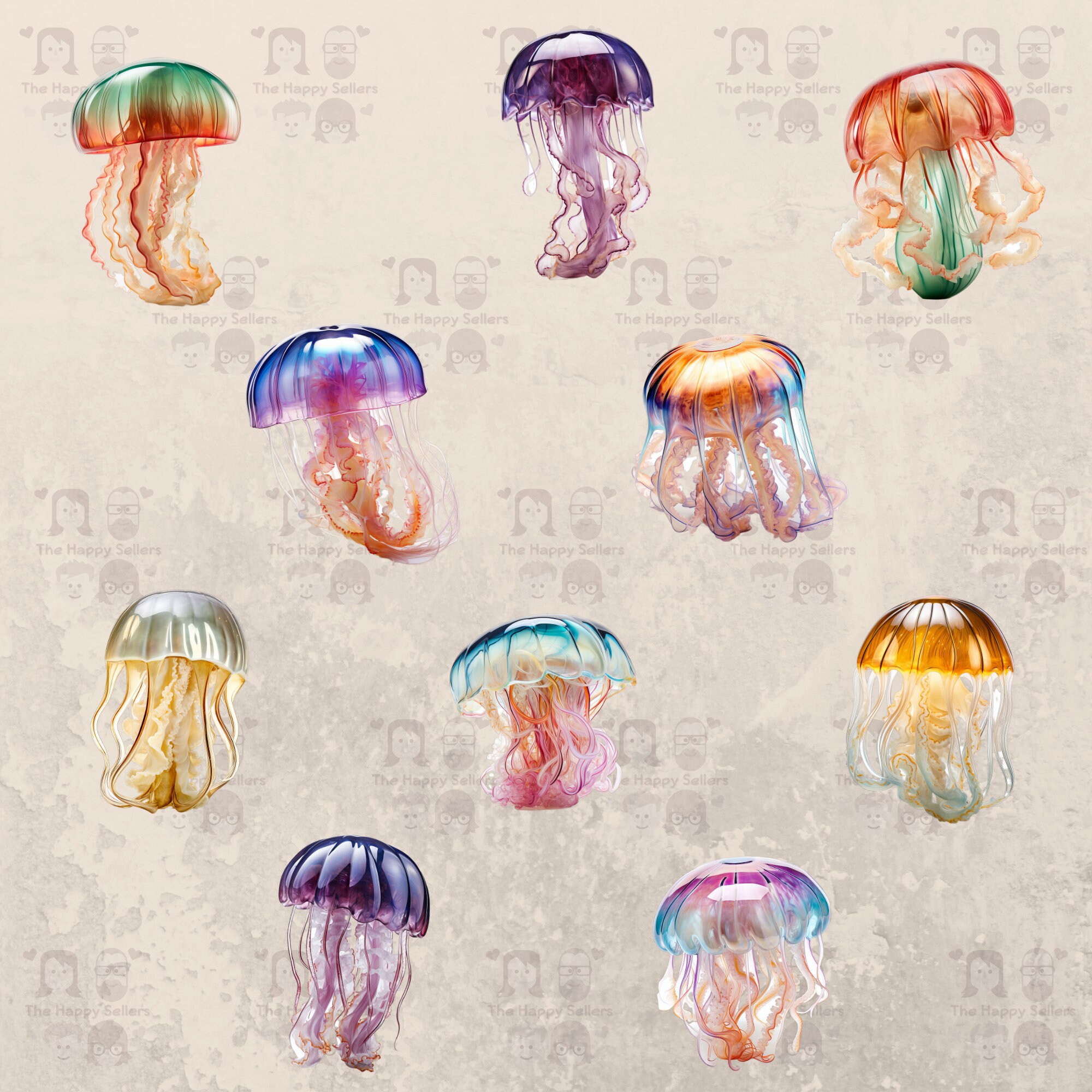 40 Colorful Jellyfish Clipart Pack INSTANT DOWNLOAD 40 Vibrant ...