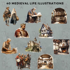 40 Medieval Life Clipart Pack INSTANT DOWNLOAD 40 Medieval Life ...