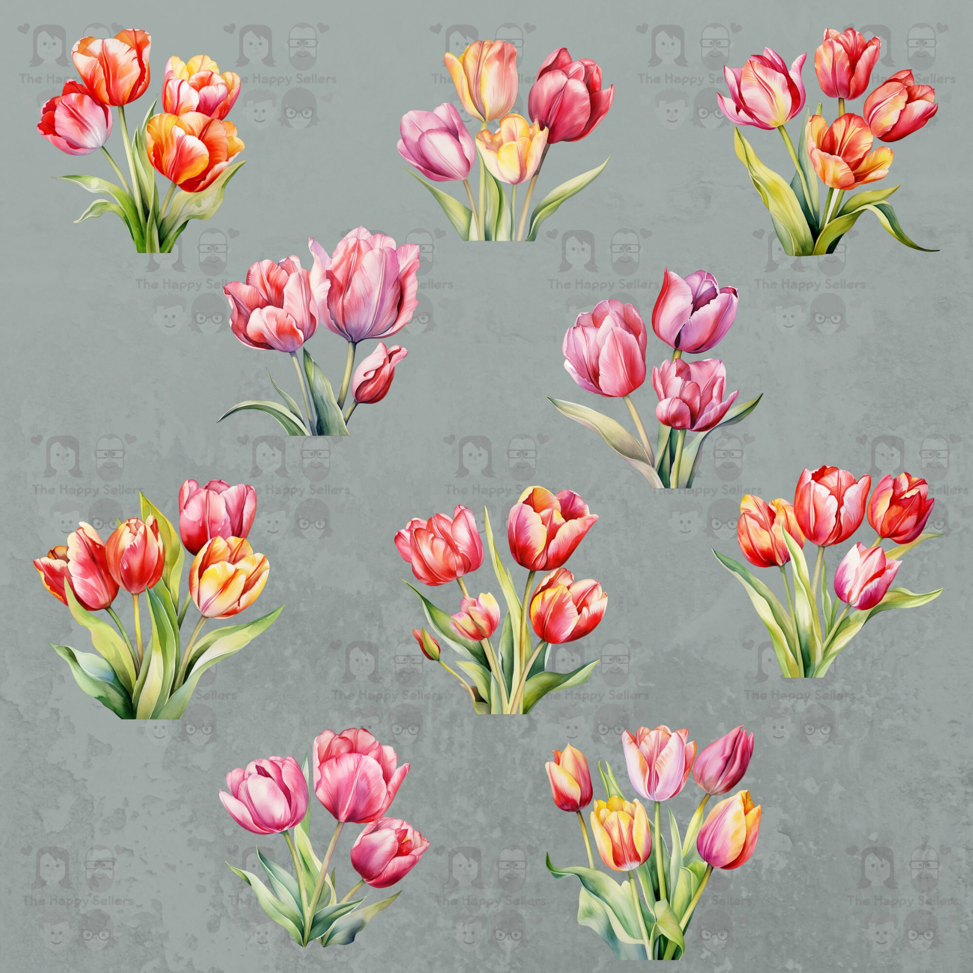 40 Watercolor Tulip Flowers Clipart Pack INSTANT DOWNLOAD 40 - Etsy