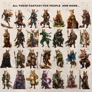128 Fantasy Fox People Clipart Bundle - Instant Download, PNG Images ...