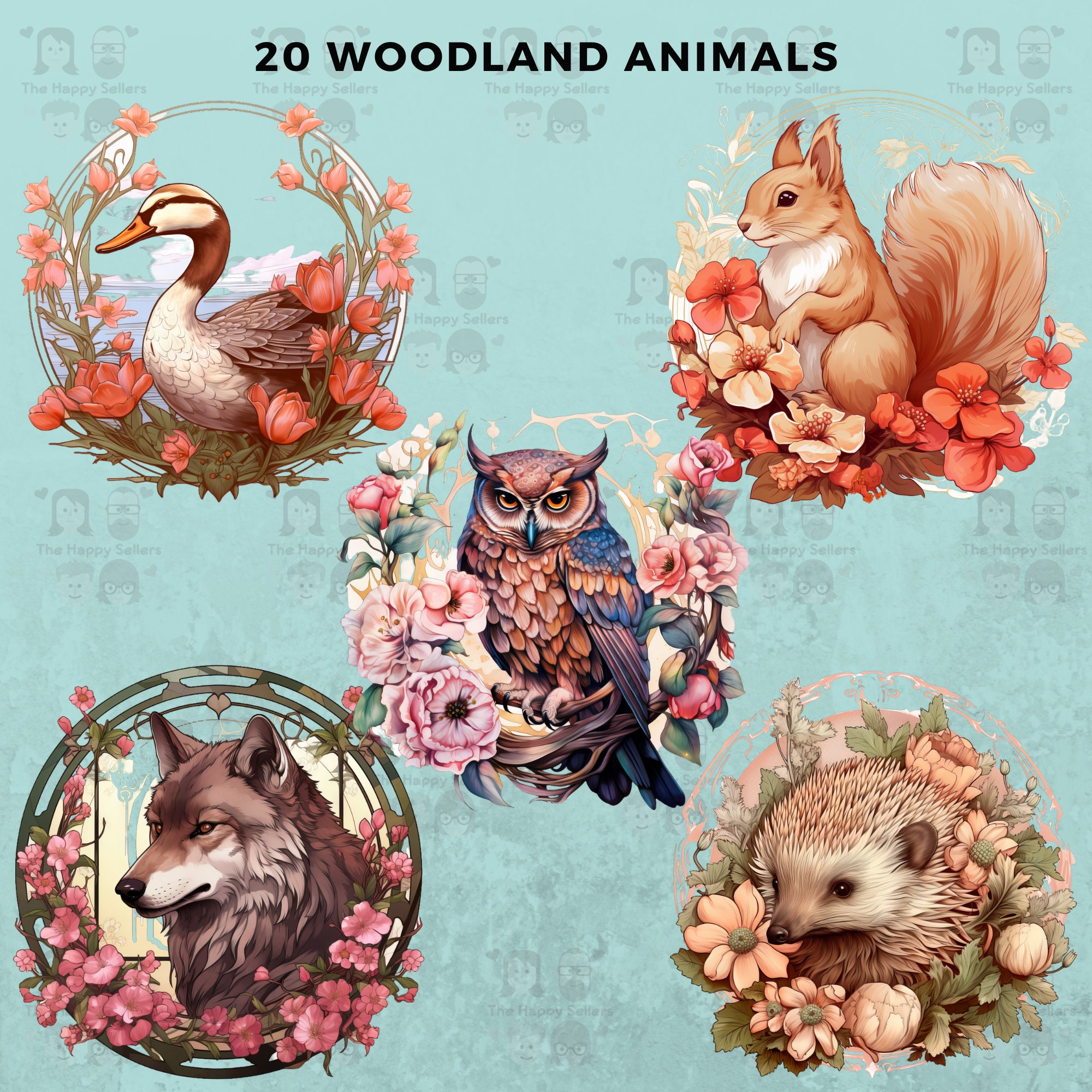20 Woodland Animals Clipart Pack INSTANT DOWNLOAD 20 Woodland Animal ...