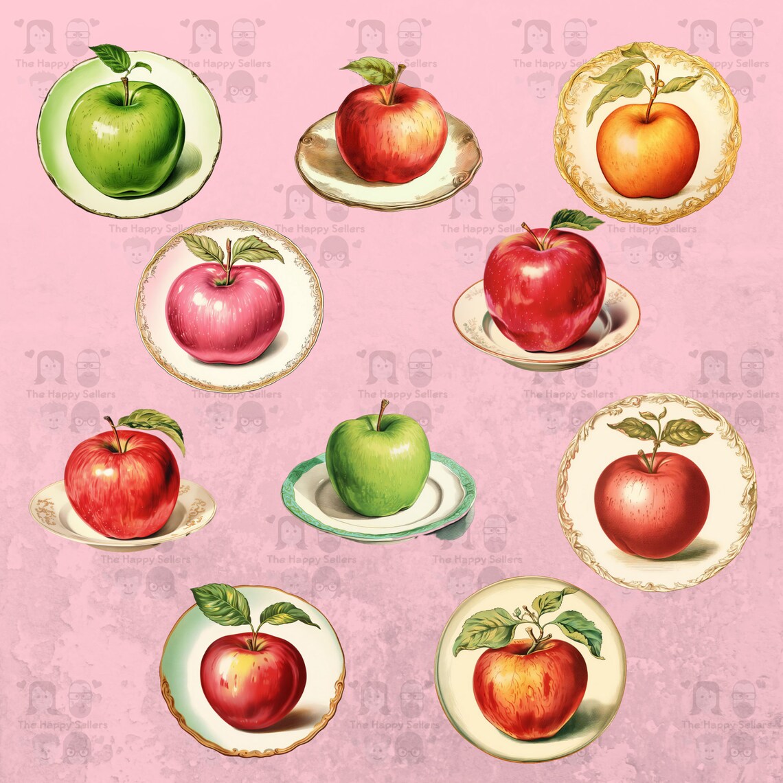 40 Vintage Apples Clipart Pack INSTANT DOWNLOAD Vintage Apple - Etsy Canada
