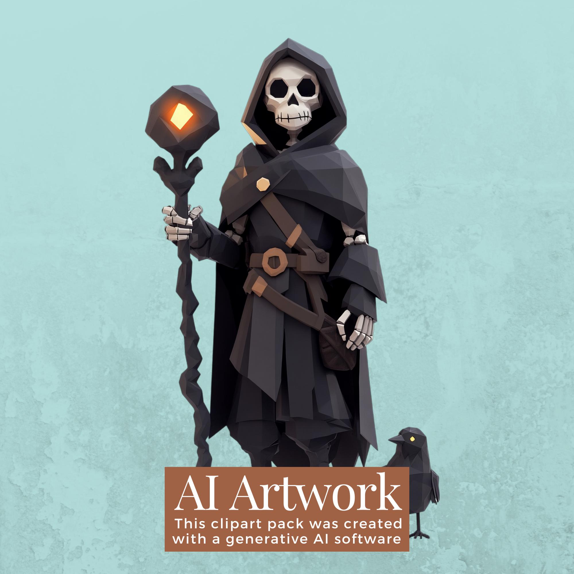 114 Low-poly Fantasy Characters Clipart Bundle - Instant Download, PNG ...