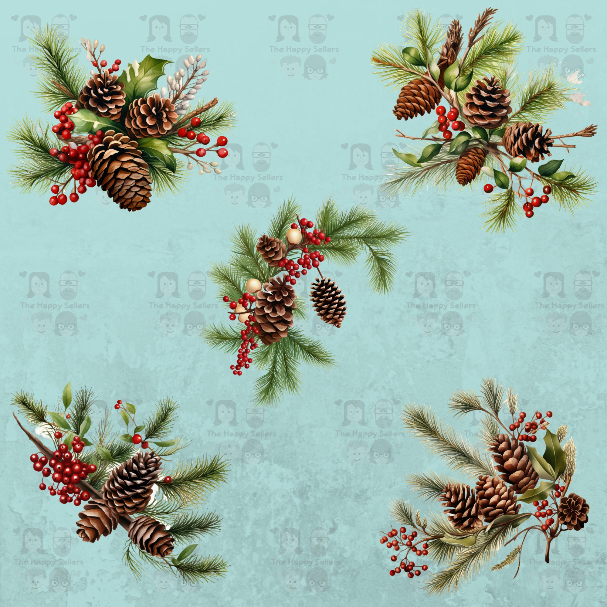 20 Christmas Themed Corners Clipart Pack INSTANT DOWNLOAD 20 Festive ...