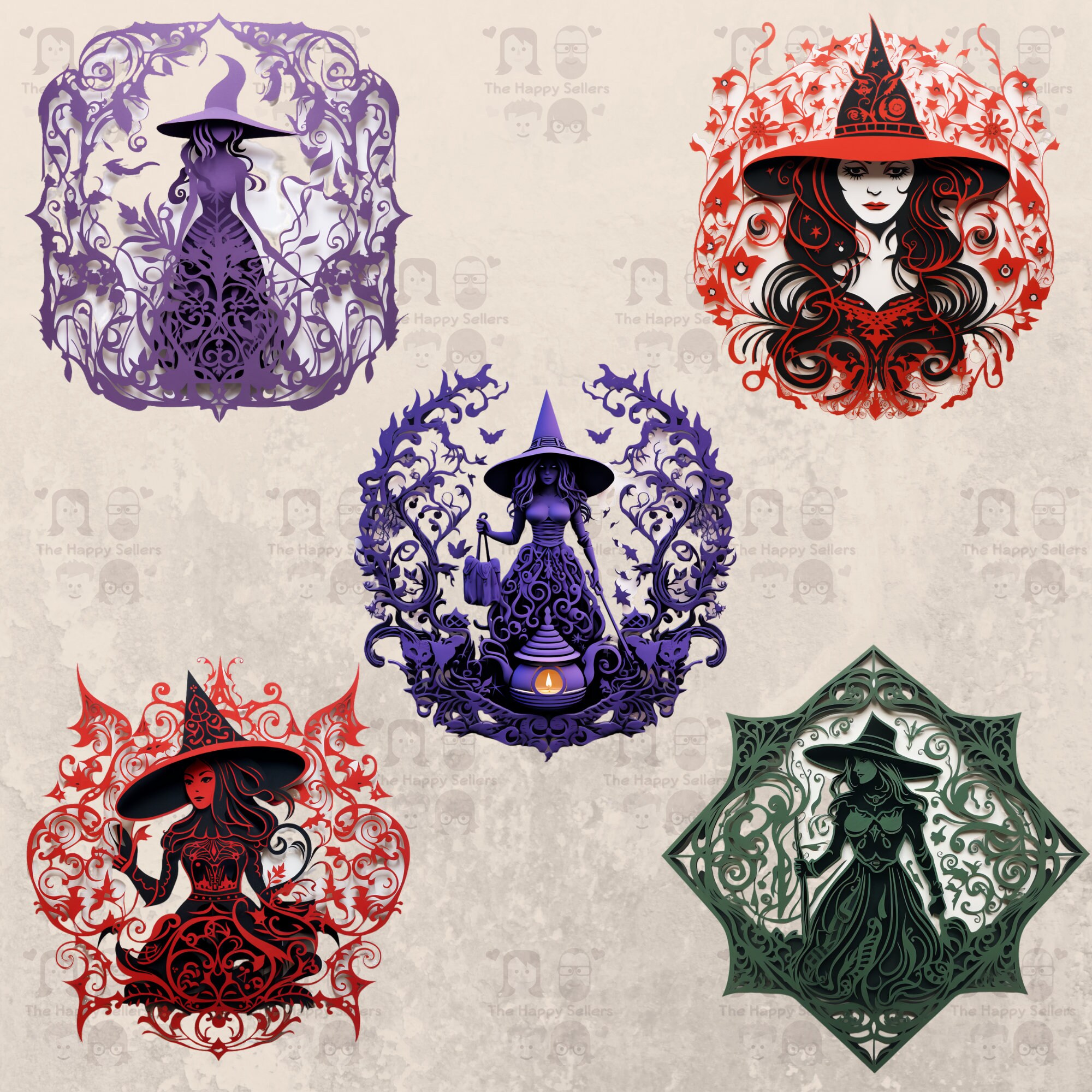 20 Witches Clipart Pack INSTANT DOWNLOAD 20 Bewitching Witch ...