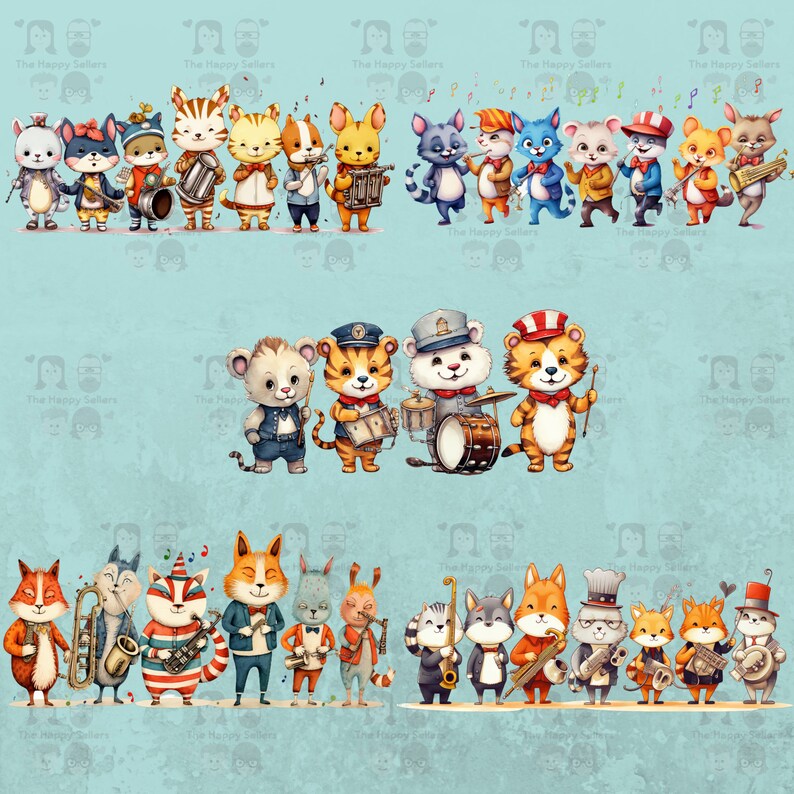 10 Animal Marching Band Clipart Pack INSTANT DOWNLOAD 10 Adorable ...