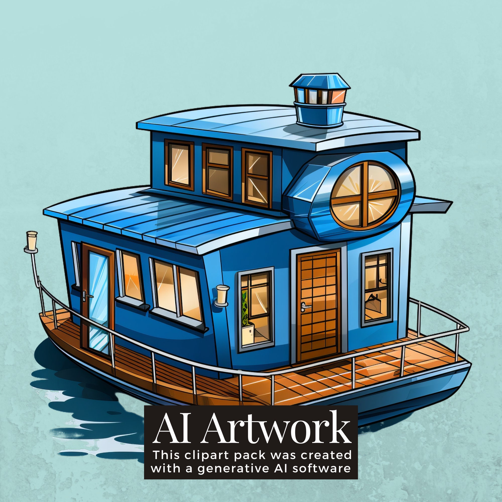 20 Cartoon Houseboats Clipart Pack INSTANT DOWNLOAD 20 - Etsy