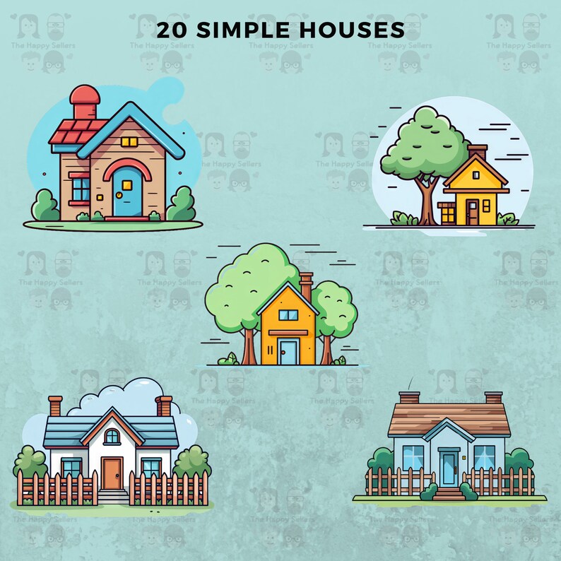 20 Simple Houses Clipart Pack INSTANT DOWNLOAD 20 Charming - Etsy