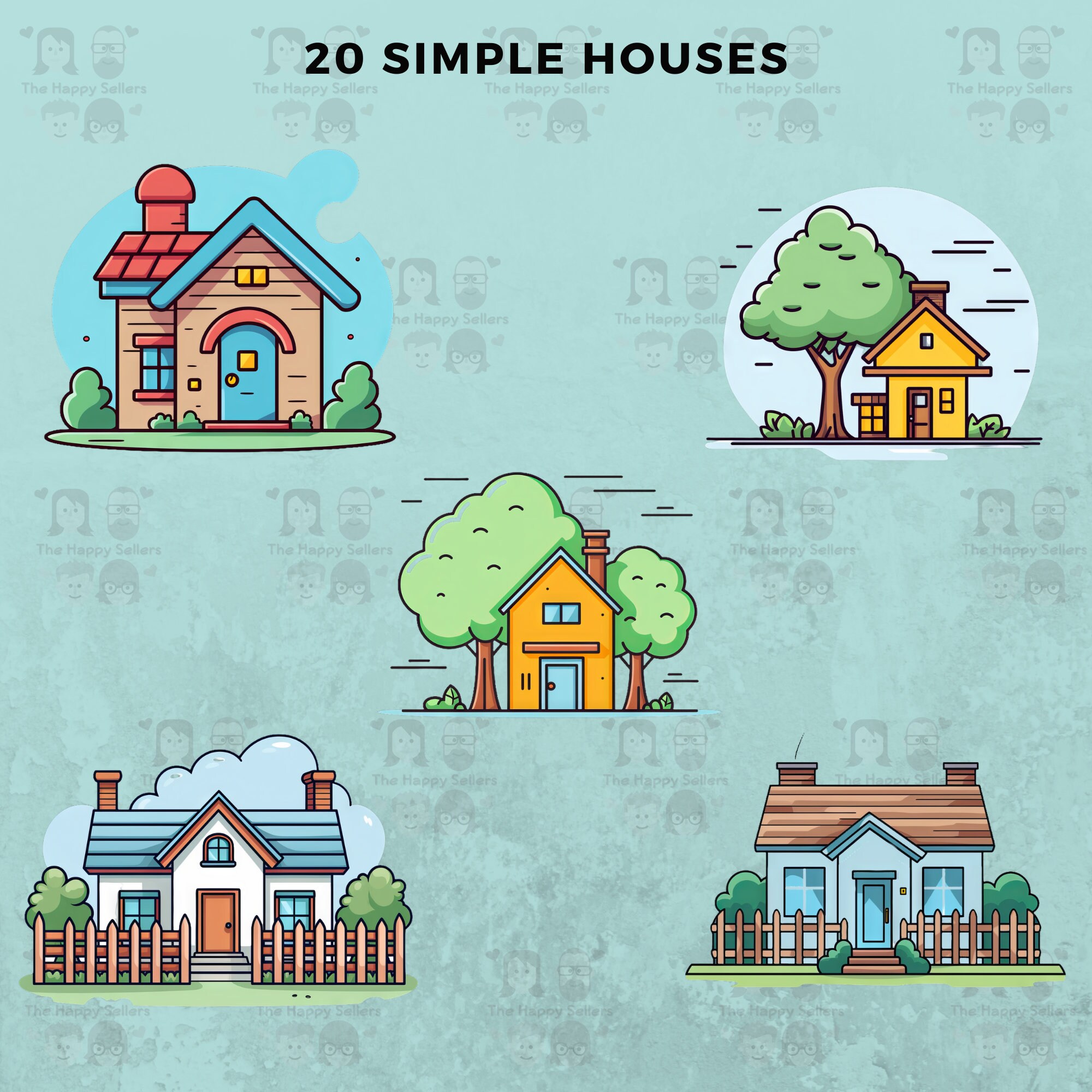 20 Simple Houses Clipart Pack INSTANT DOWNLOAD 20 Charming - Etsy