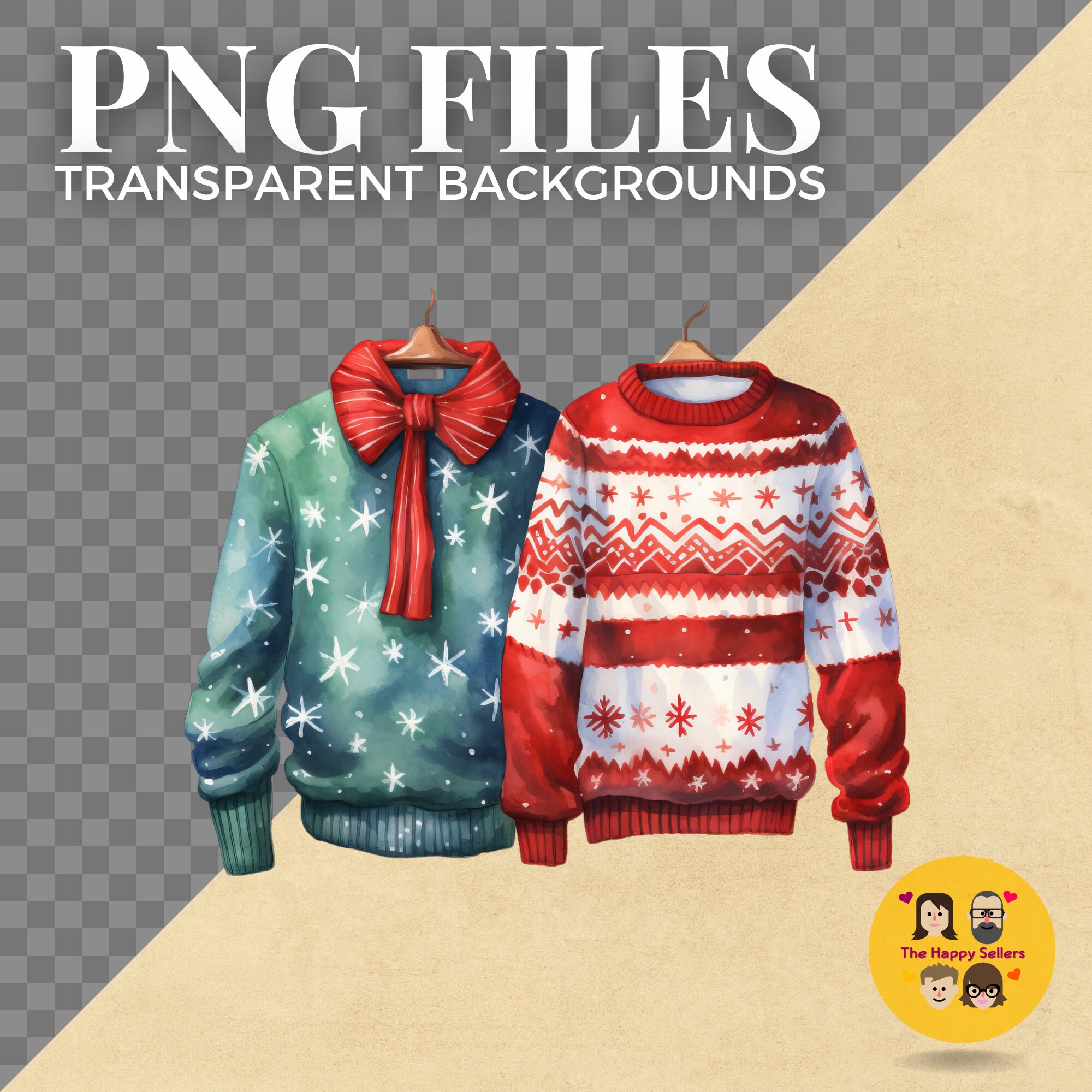 30 Christmas Sweaters Clipart Pack INSTANT DOWNLOAD 30 Holiday Sweater ...