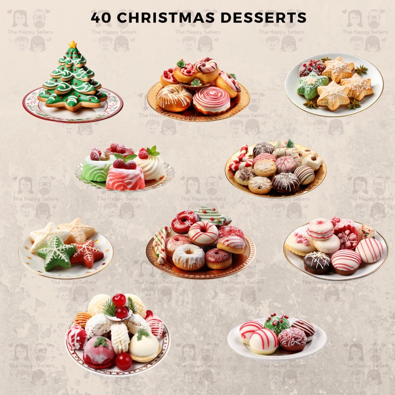 40 Christmas Desserts Clipart Pack INSTANT DOWNLOAD 40 Holiday Dessert ...