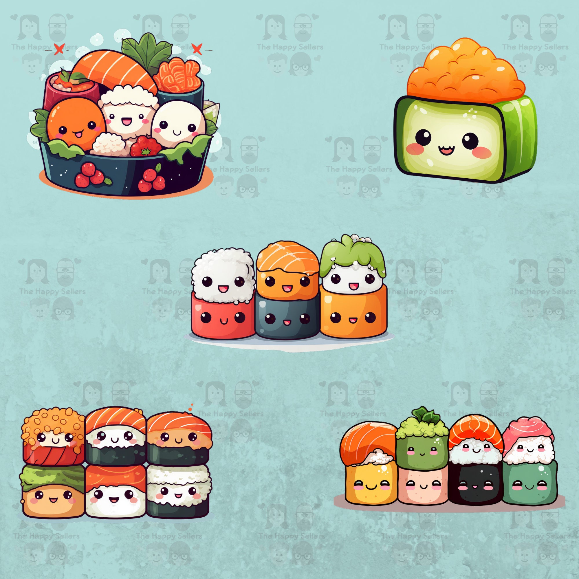 20 Cute Sushi Clipart Pack INSTANT DOWNLOAD 20 Adorable Sushi - Etsy