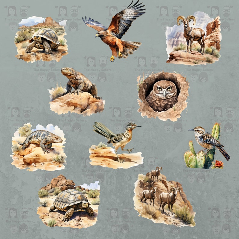 40 Watercolor Desert Animals Clipart Pack INSTANT DOWNLOAD - Etsy