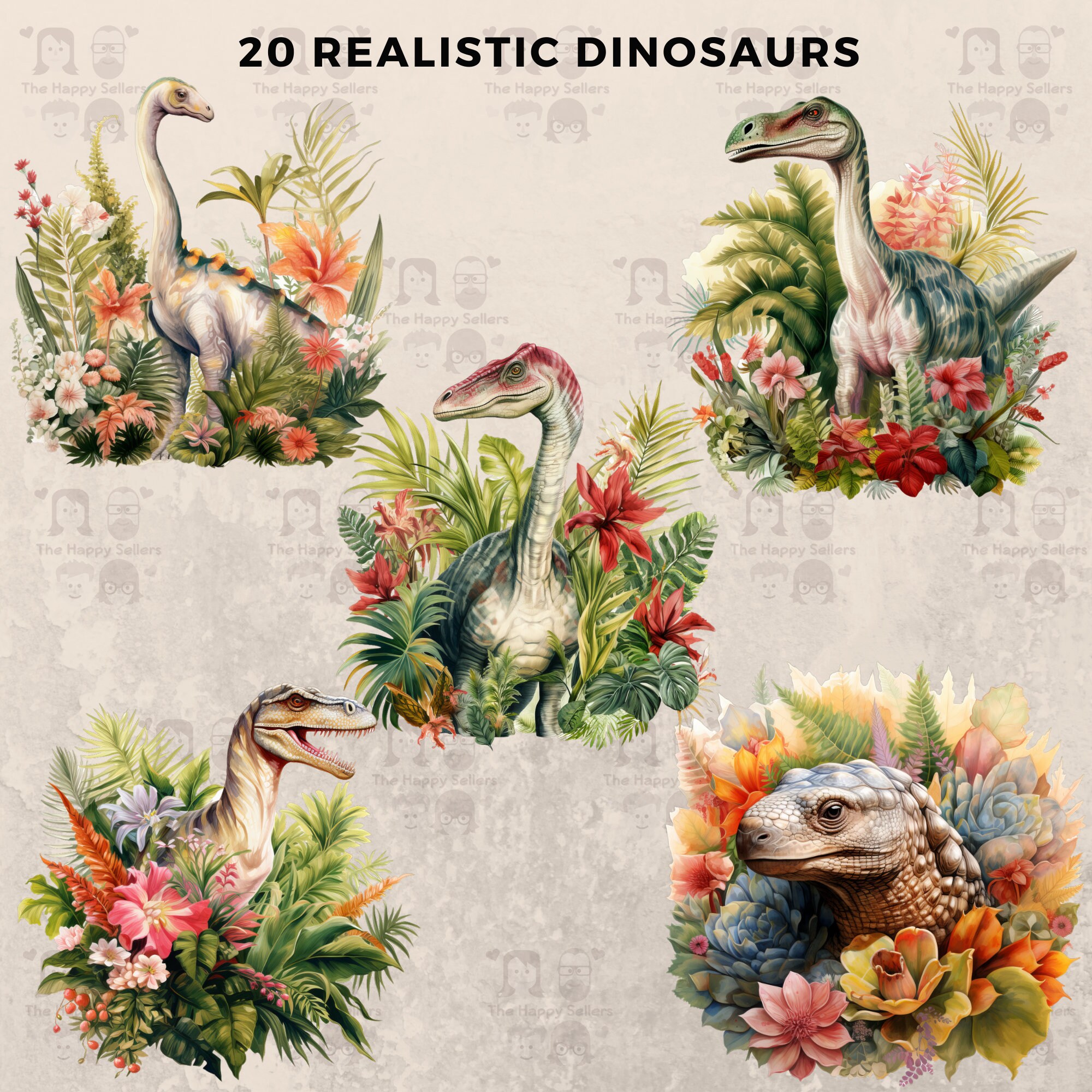 20 Realistic Dinosaurs Clipart Pack INSTANT DOWNLOAD 20 Realistic ...
