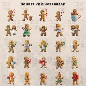 50 Festive Gingerbread Clipart Pack INSTANT DOWNLOAD 50 Gingerbread ...