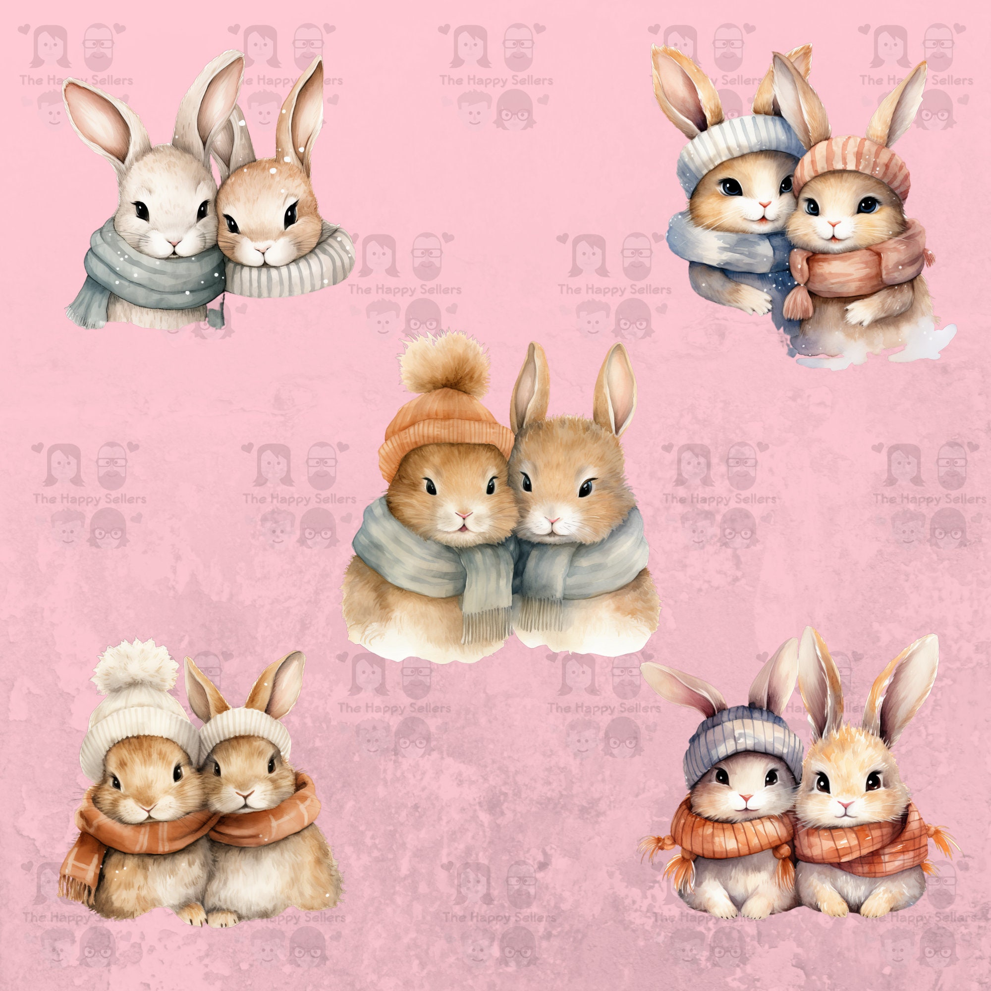 20 Winter Bunnies Clipart Pack INSTANT DOWNLOAD 20 Adorable Winter ...