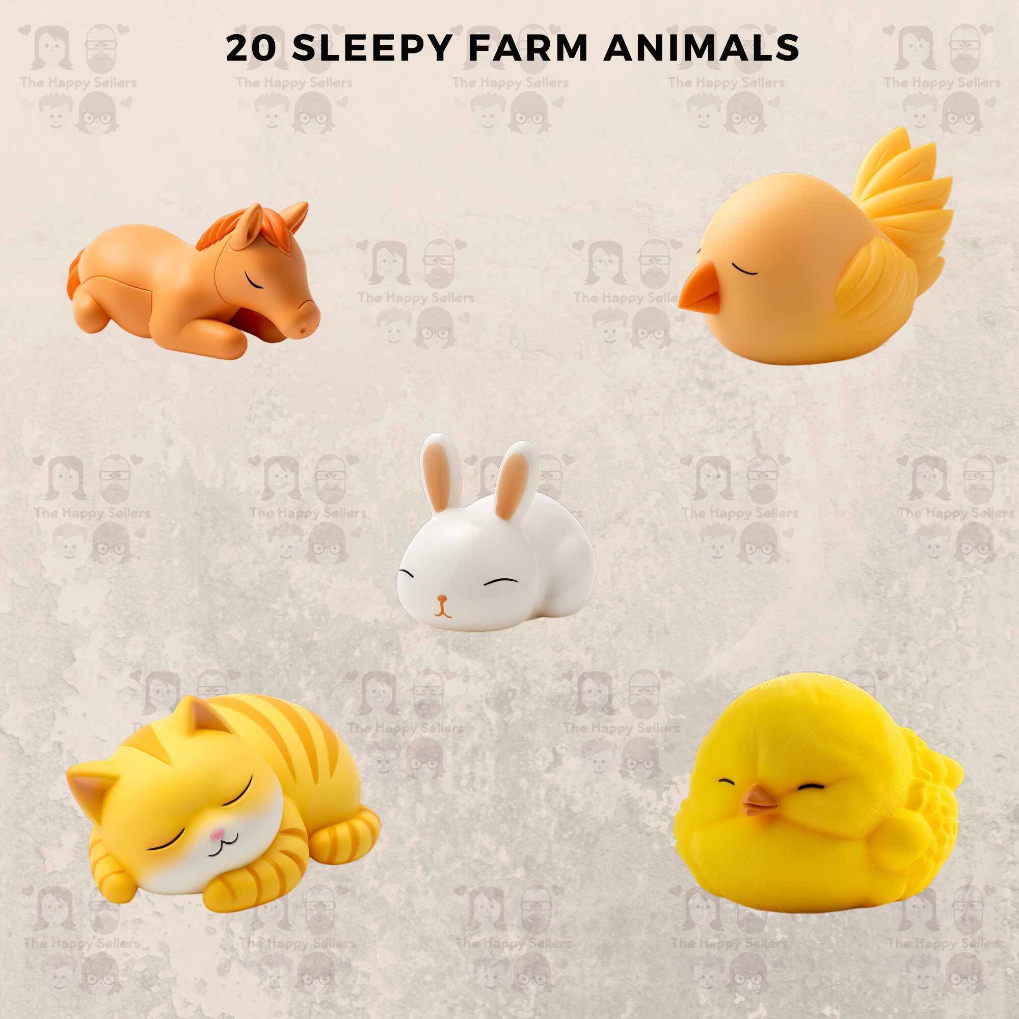 20 Sleepy Farm Animals Clipart Pack INSTANT DOWNLOAD 20 Cozy Farm ...