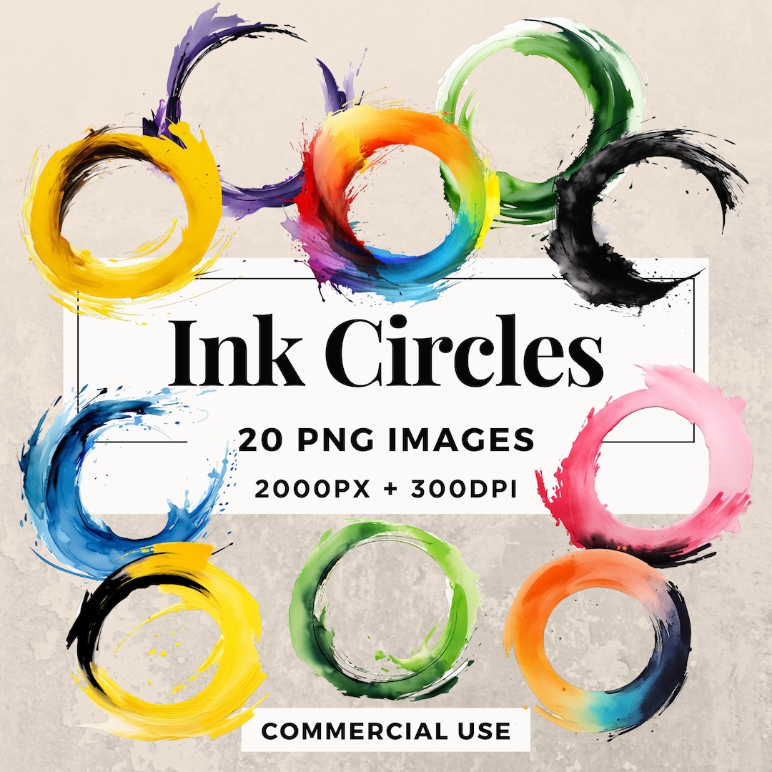 20 Ink Circles Clipart Pack INSTANT DOWNLOAD 20 Abstract Ink Circle ...