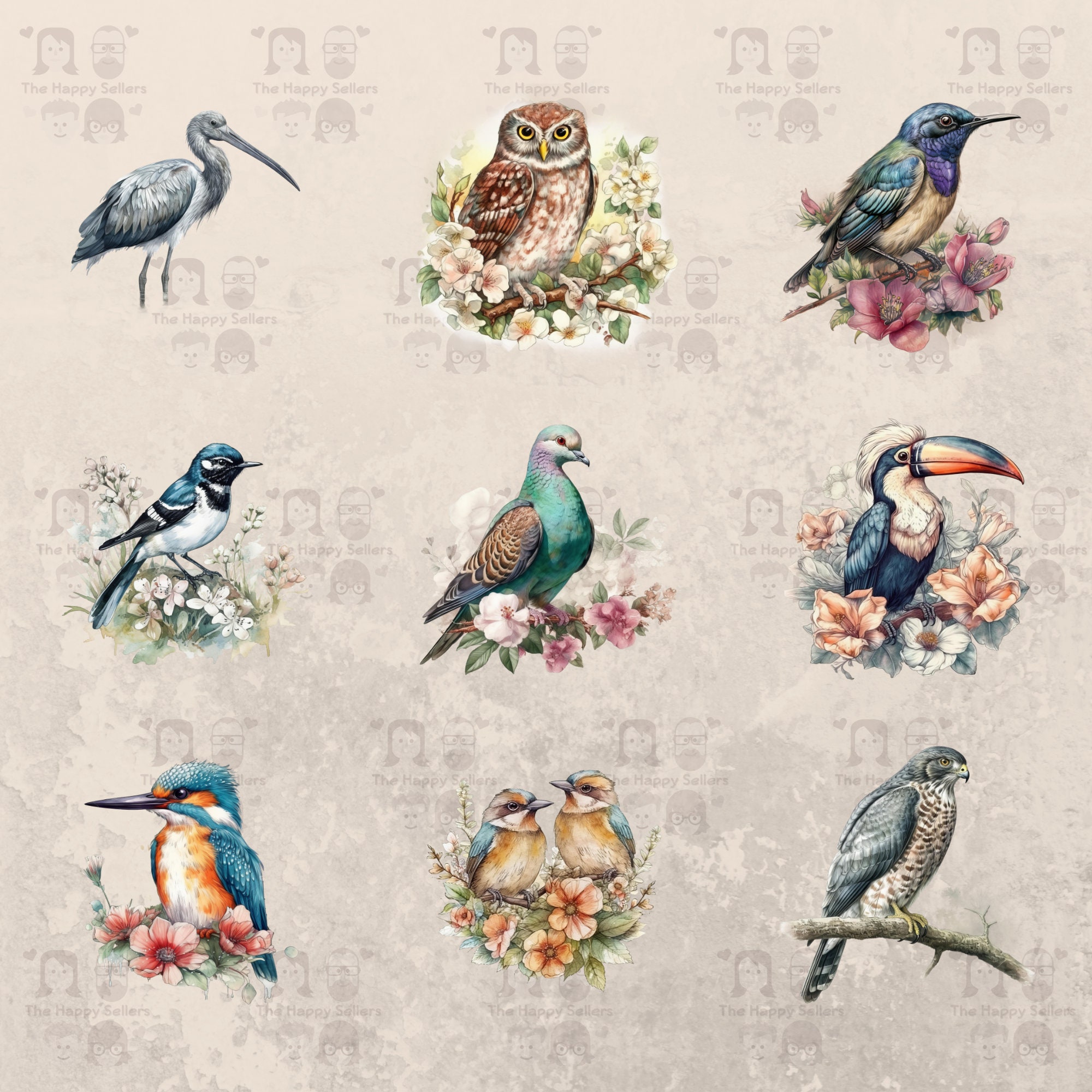 24 Asian Birds Clipart Pack INSTANT DOWNLOAD Wildlife Illustrations ...