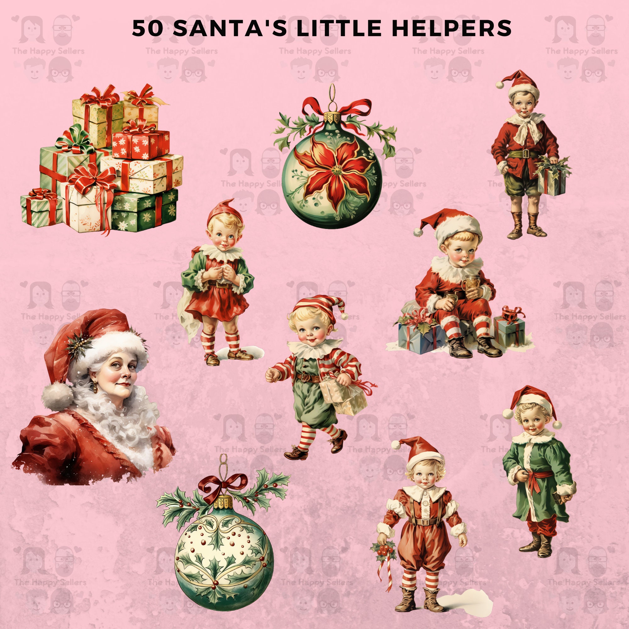 50 Santa's Little Helpers Clipart Pack INSTANT DOWNLOAD 50 Festive Elf ...