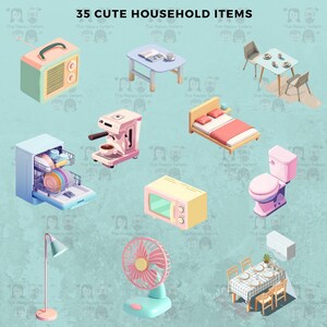 35 Cute Household Items Clipart Pack INSTANT DOWNLOAD 35 Adorable Home ...