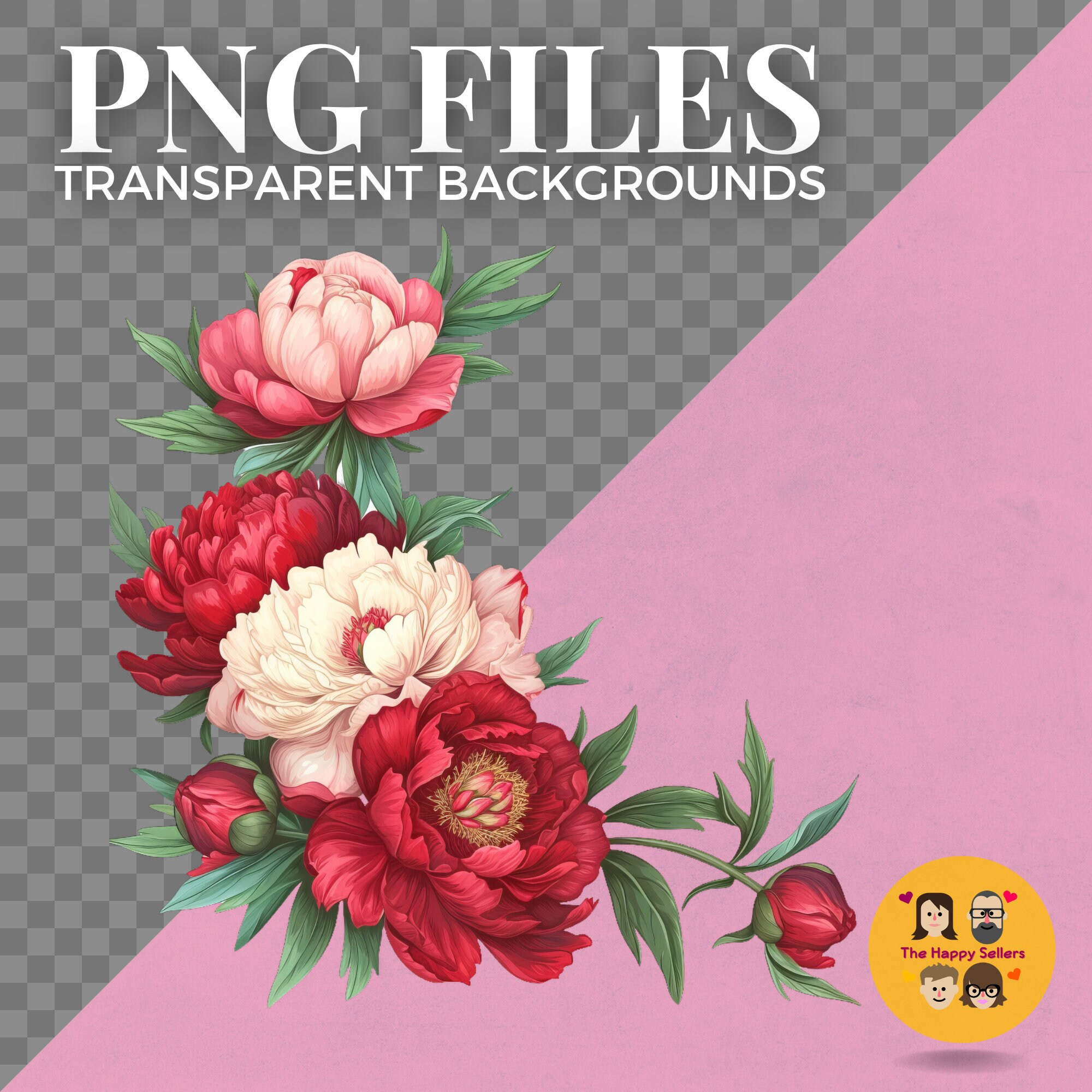 30 Peonies Corner Design Clipart Pack INSTANT DOWNLOAD 30 Peony Corner ...