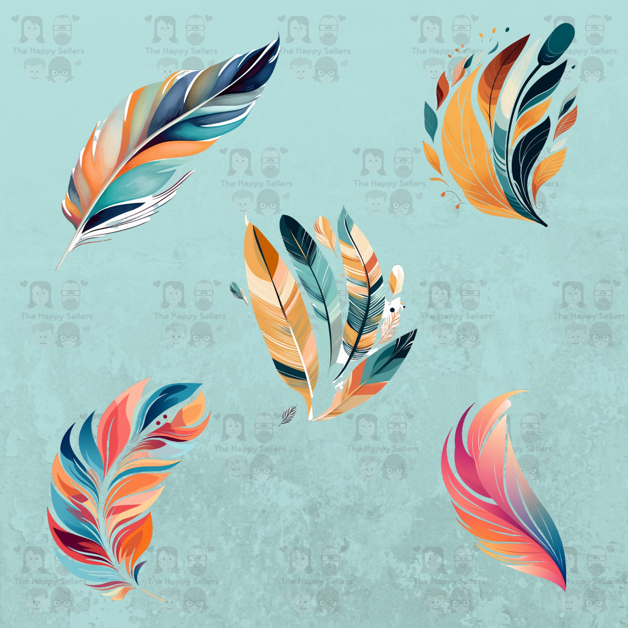 20 Boho Feather Designs Clipart Pack INSTANT DOWNLOAD 20 - Etsy