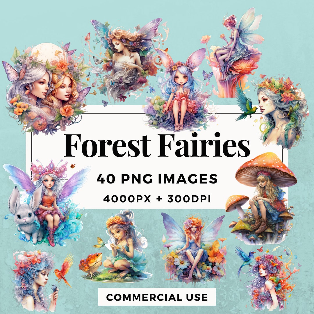 40 Forest Fairies Clipart Pack INSTANT DOWNLOAD 40 Enchanting Forest ...
